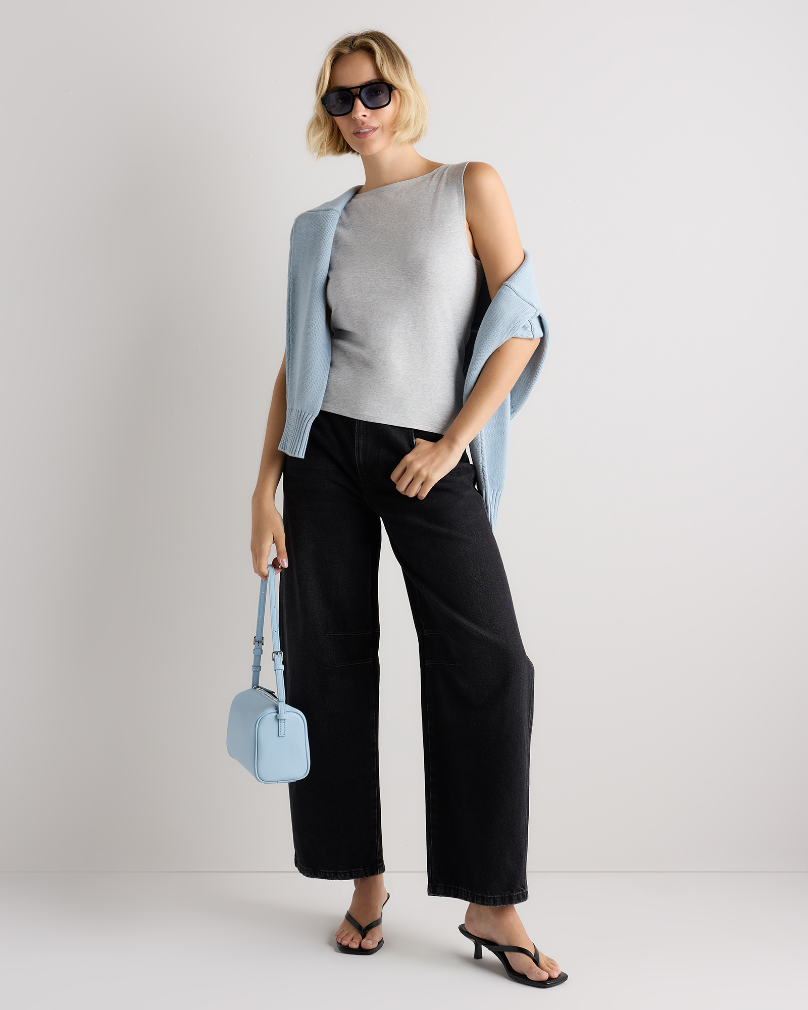 QUINCE Stretch Cotton Jersey Boat Neck Tank Top